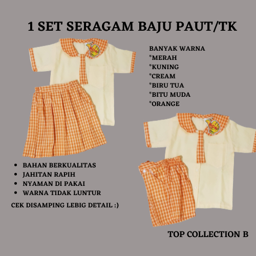 Jual 1 SET SERAGAM TK/PAUD BAJU KOTAK-KOTAK PENDEK PAUD/TK | Shopee ...