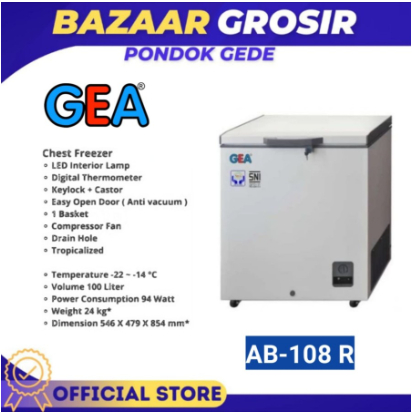 Jual CHEST FREEZER GEA AB 108 R / AB108R / AB-108-R FREEZER BOX 100 LITER | Shopee Indonesia