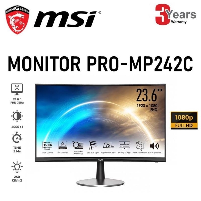 Jual Monitor MSI LED PRO MP242C-Curved Full HD 24" inch 75Hz FHD ...