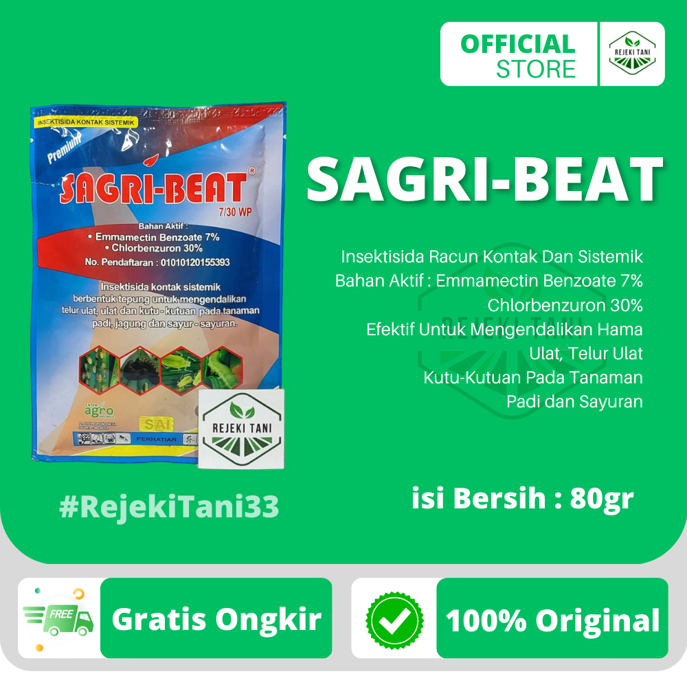 Jual Insektisida SAGRI-BEAT 7/30 WP 80gr Sagribeat Racun Kontak Sistemik Berbentuk Tepung Untuk ...