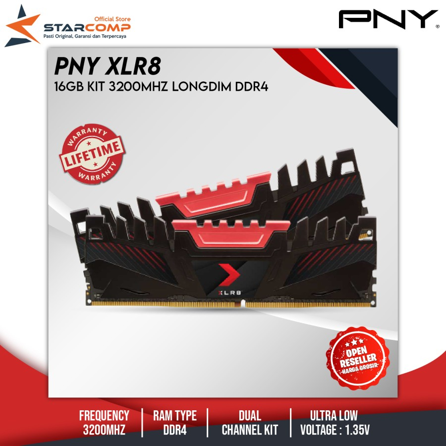 Jual MEMORY RAM PC PNY XLR8 DDR4 2x8GB 16GB 3200MHZ LONGDIM PC4 25600 ...