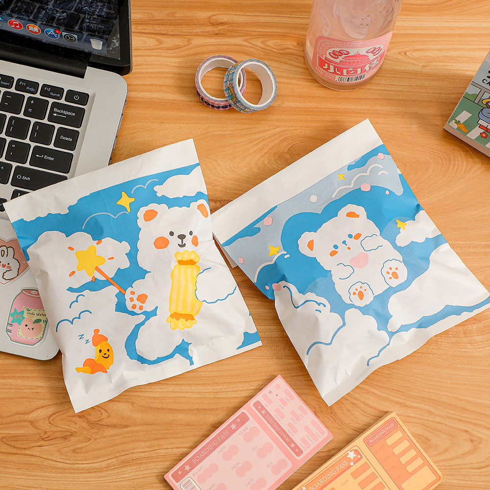 Jual 5pcs Cute Blue Galaxy Bear Big Fancy Paper Bag Flat / Kantong ...