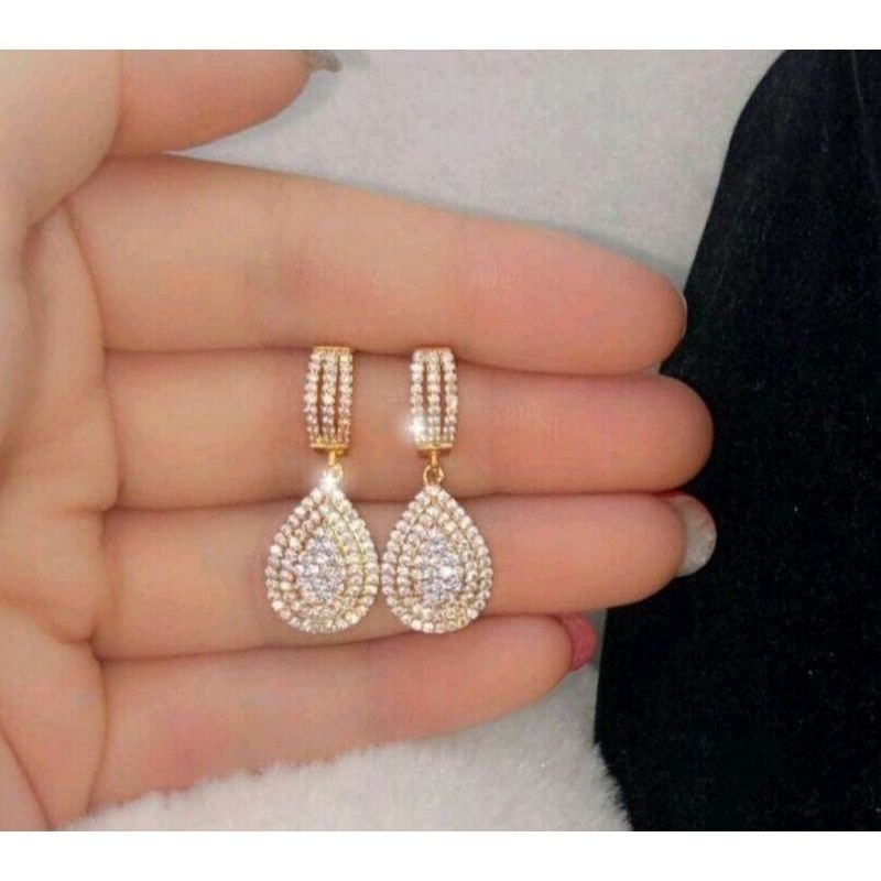 Jual Anting Titanium Gold Permata Full Perhiasan Anting Dewasa | Shopee ...