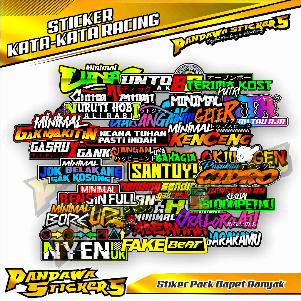 Jual STIKER PACK KATA KATA RACING / STIKER RACING TERBARU / STIKER MOTOR / STIKER HELM / STIKER ...