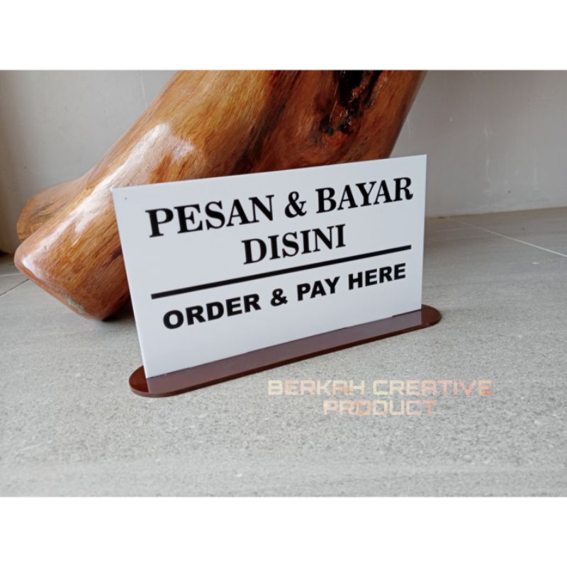 Jual sign penanda Pesan dan bayar restauran cafee akrilik tebal ...