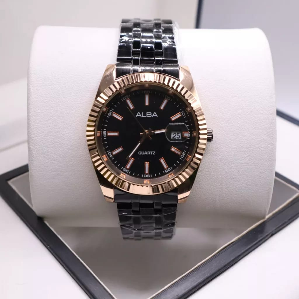 Jual Jam Tangan Pria Alba KZ-9877 Tali Rantai Body Bulat Gerigi Tanggal ...