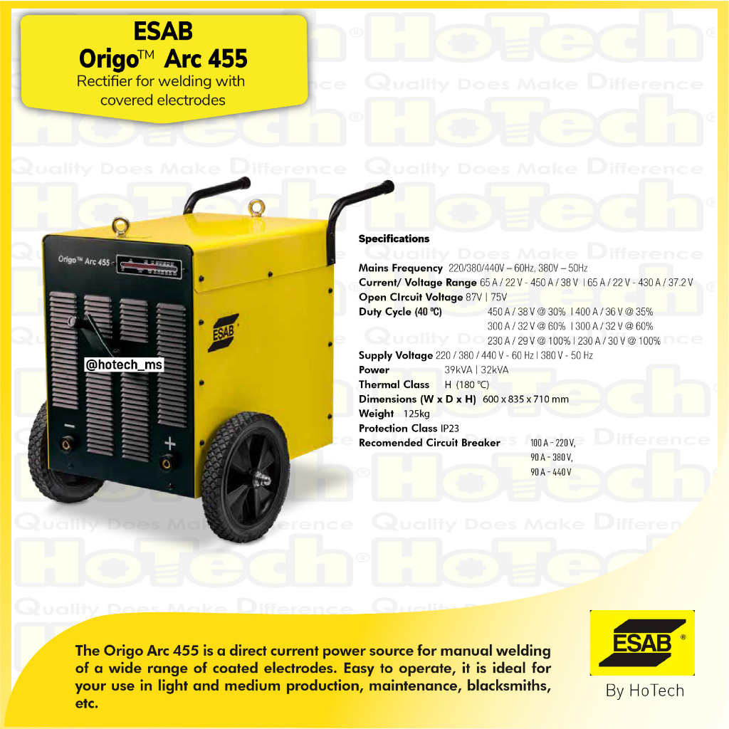 Jual Esab Rectifier for welding Origo Arc 455 | Esab Origo Arc 455 ...