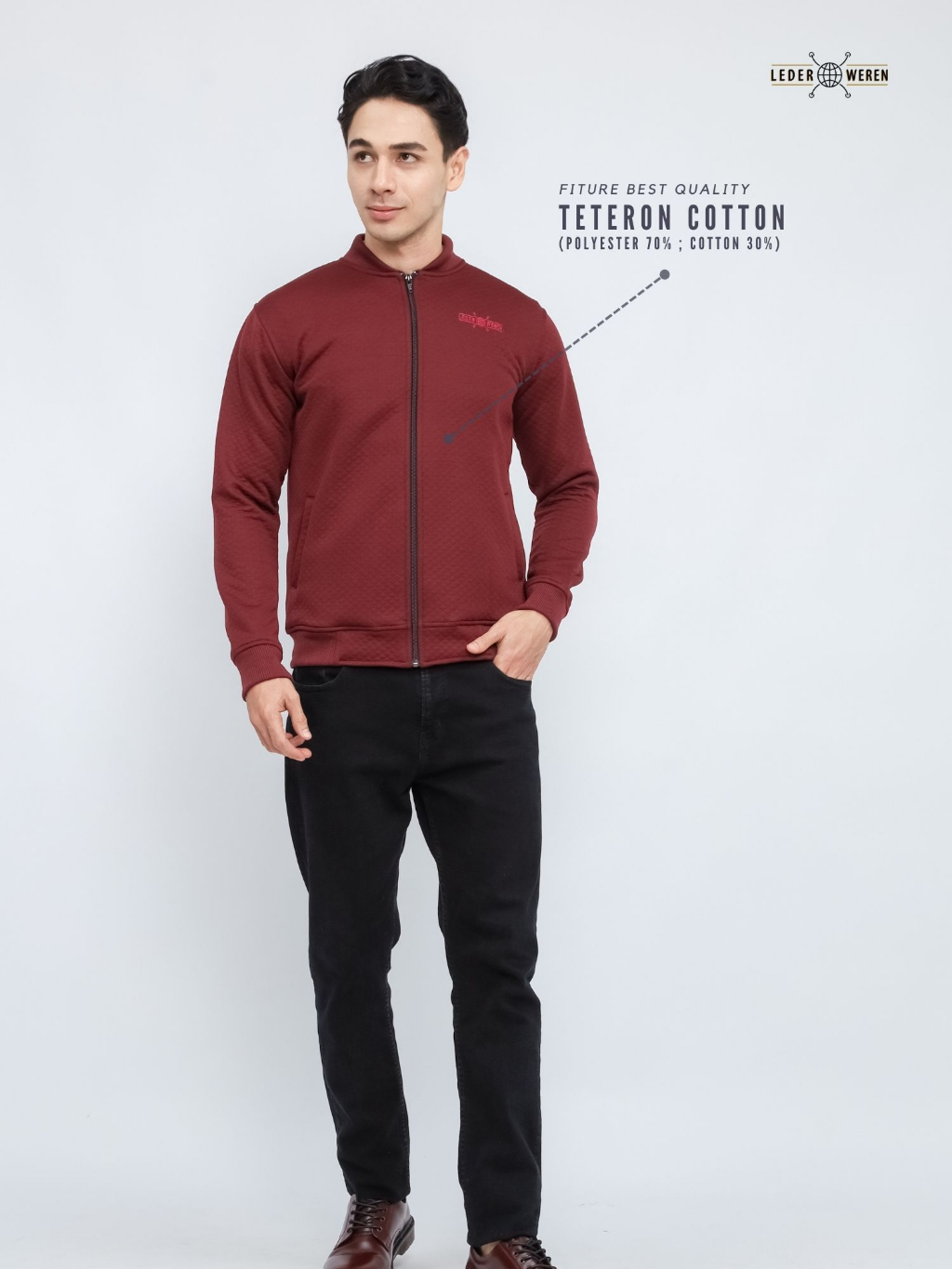 Jual Lederweren - Leder Comfy Jaket Maroon - Jaket Pria Multifungsi ...