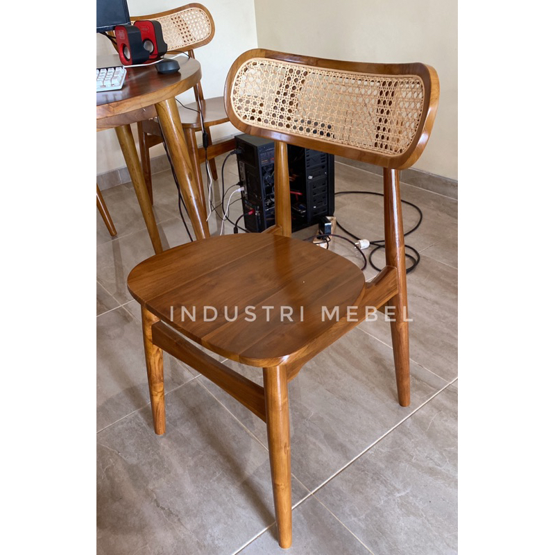 Jual Kursi Makan Cafe Rotan Ropan Retro Scandinavian - Kursi Cafe Jati Minimalis Modern | Shopee ...