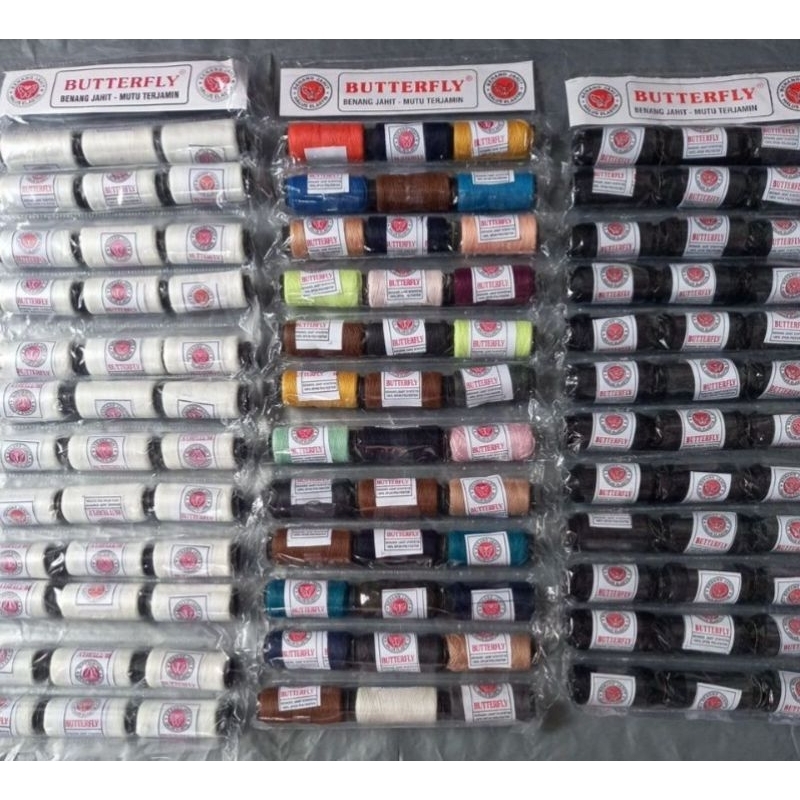 Jual Benang jahit butterfly 36 pcs//Benang jahit(hitam,putih& warna ...