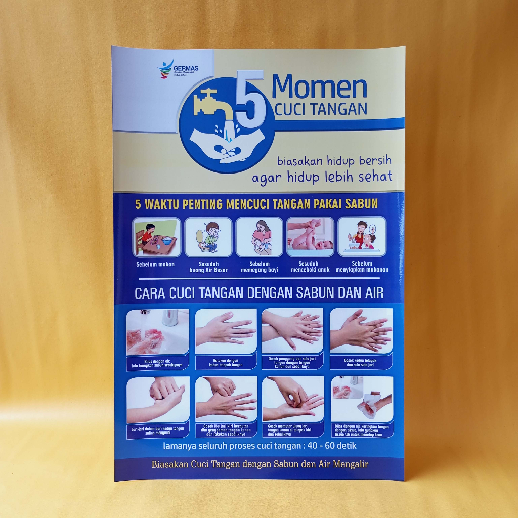 Jual Poster Cuci Tangan Poster 5 Momen Cuci Tangan Untuk Rumah Tangga Poster Cara Cuci