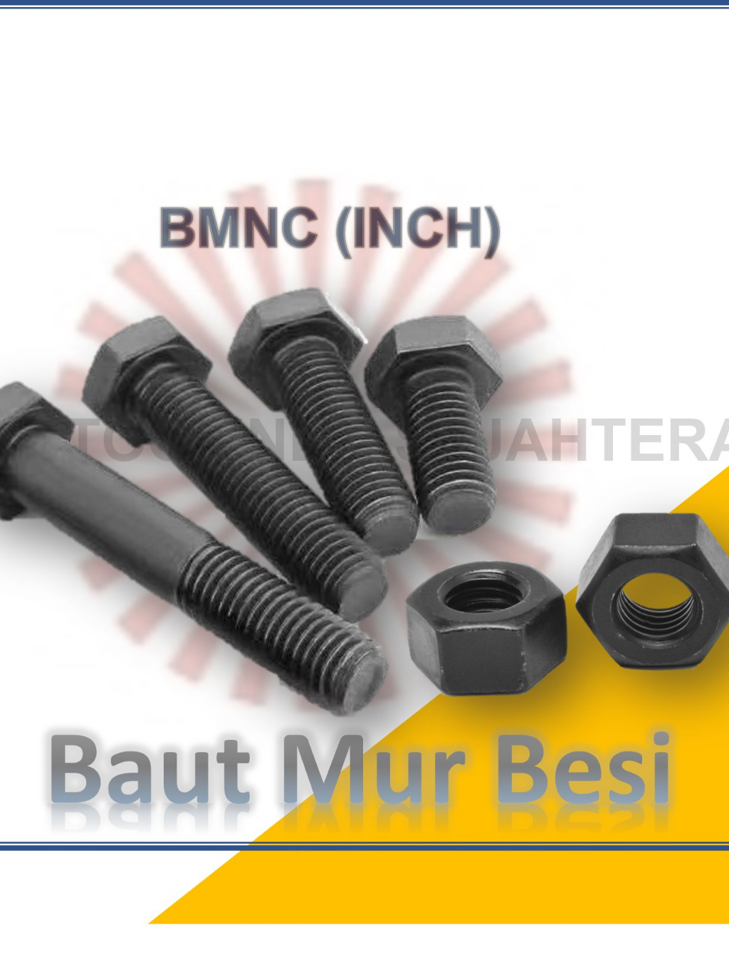 Jual Baut Mur Besi 1/4" x 1/2" Hex Bolt BMNC 1/4 x 1/2 Baut Besi Inch ...