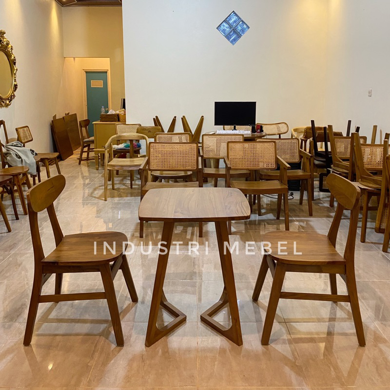 Jual Set Meja Cafe Jati Retro Scandinavian Ropan - Kursi Cafe Ropan Minimalis - Meja Makan Cafe ...