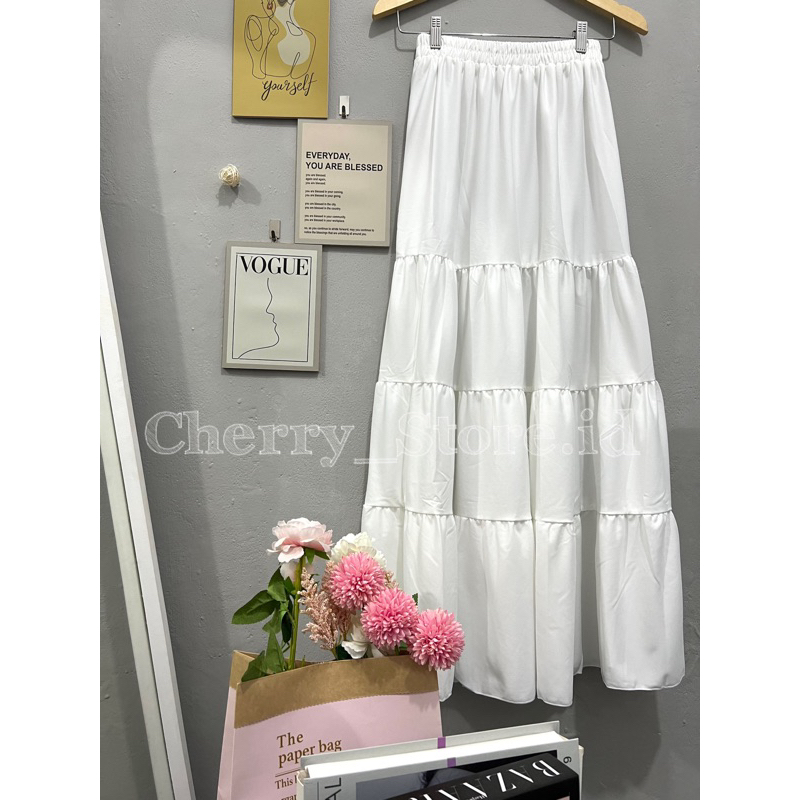 Jual Cherry_Ruffle Skirt 4 susun / rok wanita korea / skirt korean ...