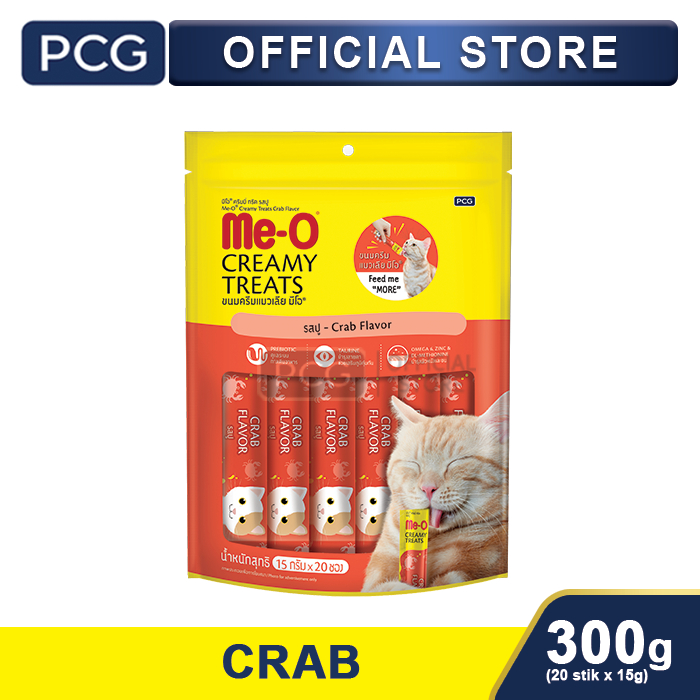 Jual Me-O Snack Kucing Creamy Treats Crab Flavor 20's 300 Gr | Shopee ...