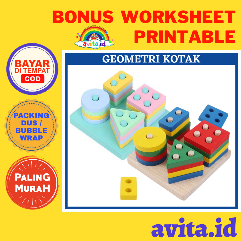 Jual avita.id TERMURAH Geometri Kotak Puzzle Bentuk Edukasi Anak ...