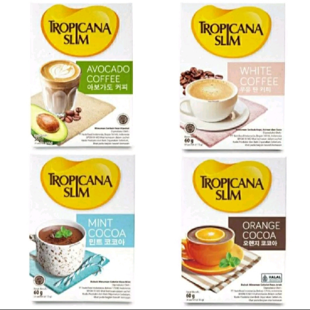 Jual TROPICANA SLIM avocado coffee , white coffee , mint cocoa , orange ...