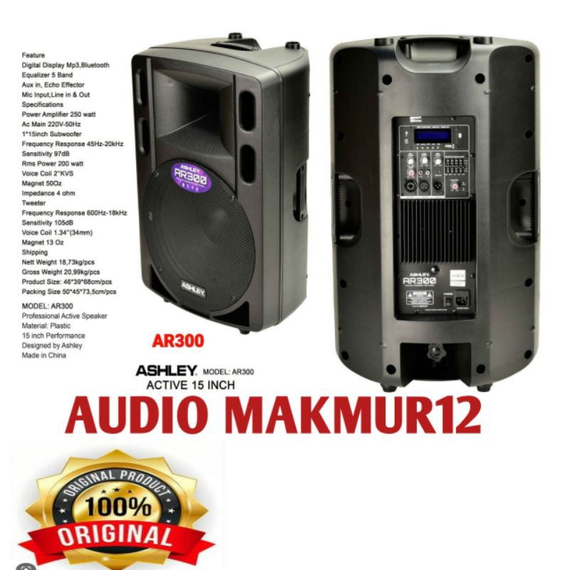 Jual Speaker Aktif Ashley AR 300 Original Active AR300 15 inch ...