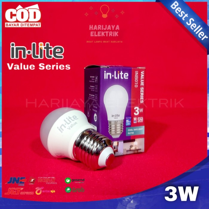 Jual INLITE BOHLAM LAMPU LED 3 WATT IN-LITE VALUE INB010 BULB BULAT ...