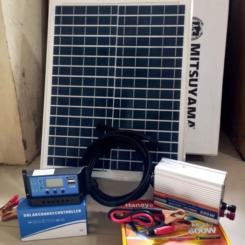 Jual Solar Panel 20 Wp Satu Set Paket Ekonomis inventer 500 Watt ...