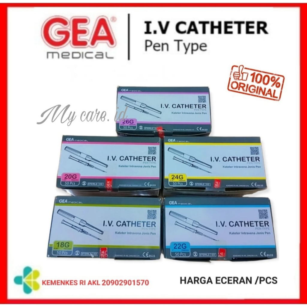 Jual ECERAN - Pen Vena GEA 18G 20G 22G 24G 26G / Aboket / IV Canula ...