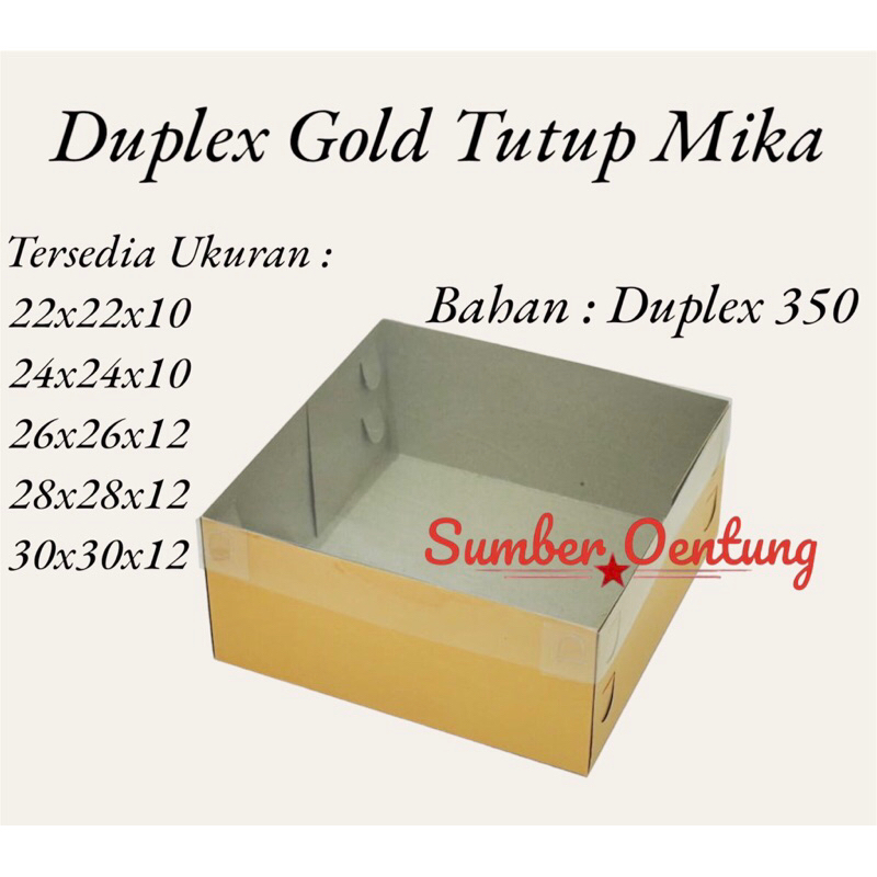 Jual [10PCS] DUS DUPLEX GOLD TUTUP MIKA KARTON BOX KOTAK HAMPERS KUE ...