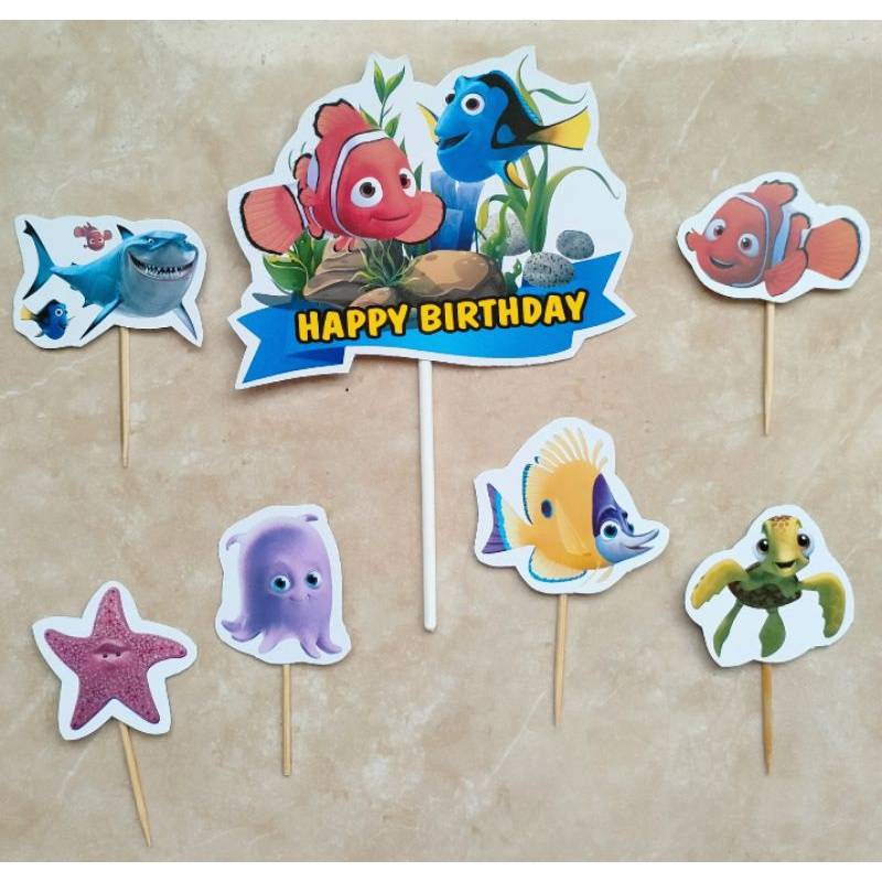 Jual cake topper hiasan kue ulang tahun karakter Finding Nemo | Shopee ...
