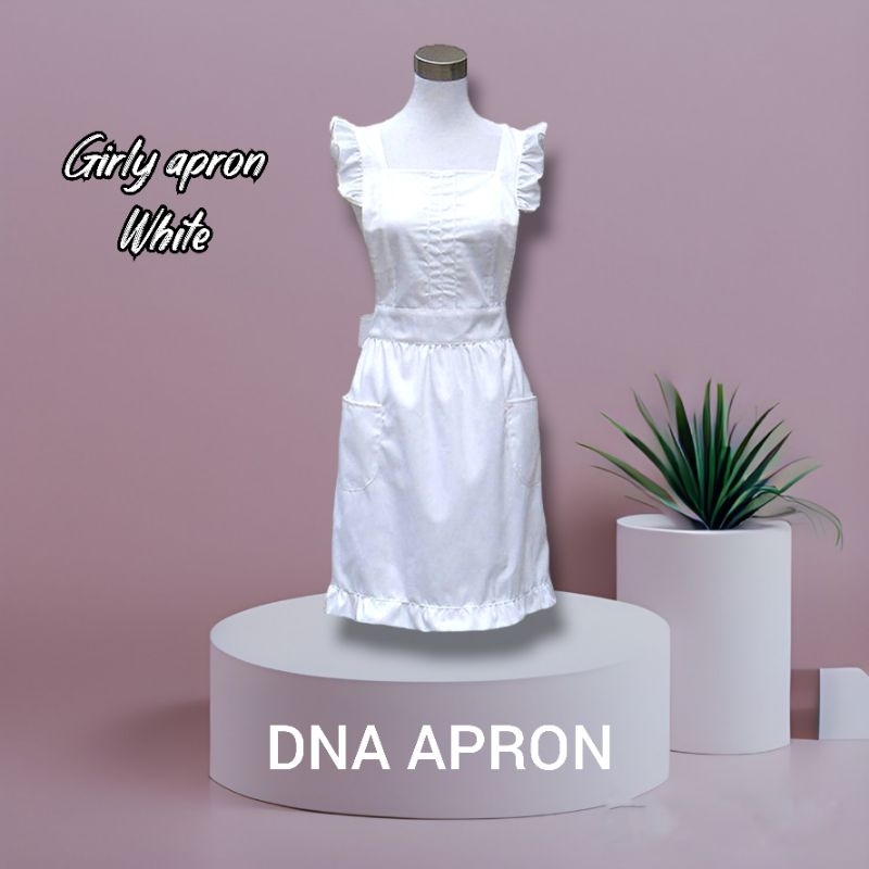 Jual DNA GIRLY APRON WHITE CELEMEK PANIFORE PUTIH CLEMEK RENDA APPRON ...