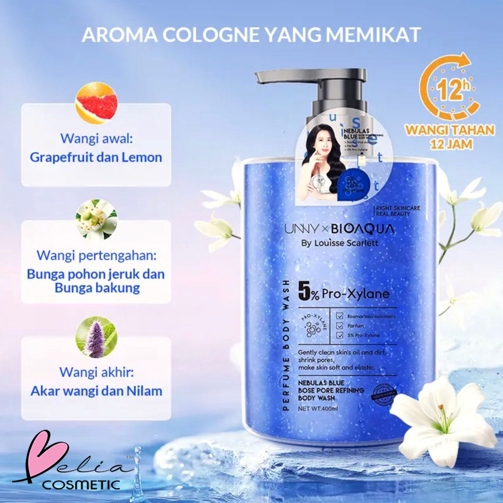 Jual BELIA BIOAQUA Body Wash 400ml | Nebulas Blue Bose | 24K Gold Nicotinamide | Grass Green AHA ...