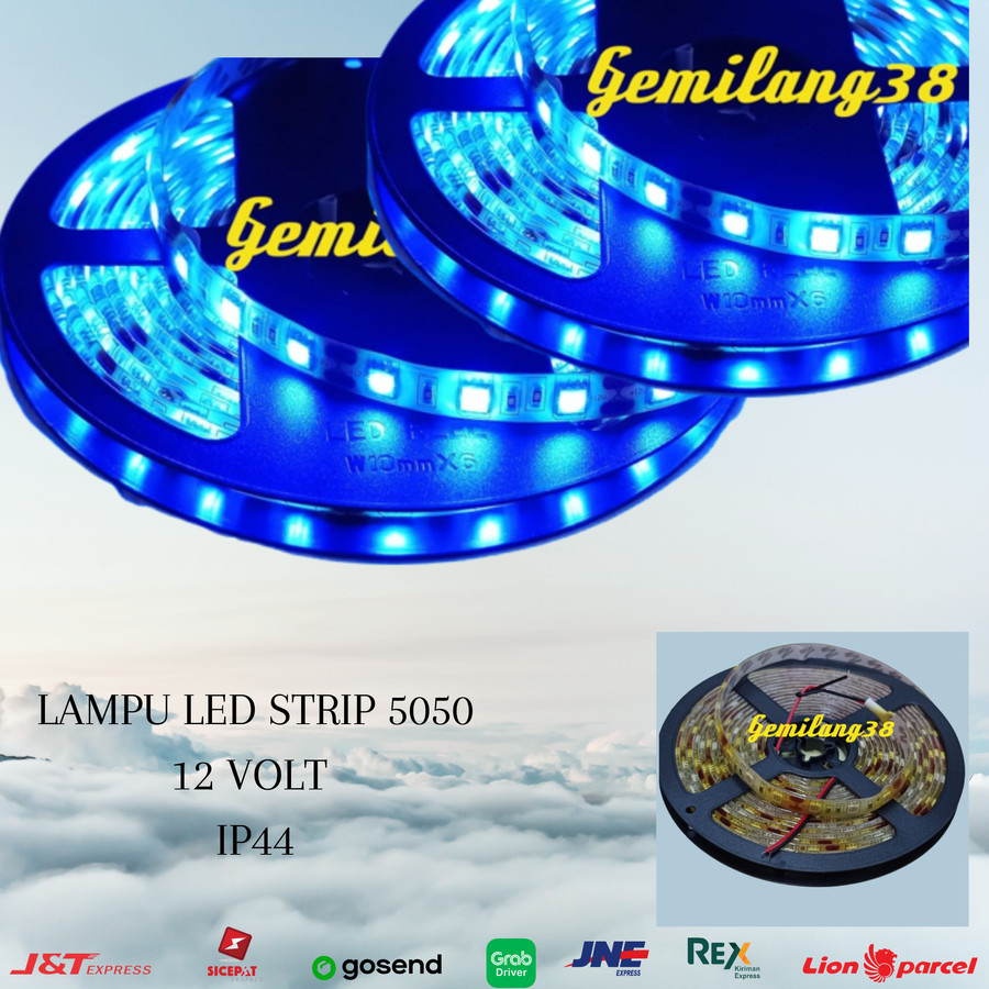 Jual LED ROLL BIRU 5050 DC 12V LED STRIP DC 12V IP44 WATERPROOF GEL | Shopee Indonesia