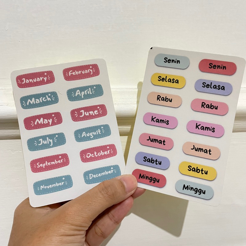 Jual setiker stiker label nama hari dan bulan dompet disiplin keungan ...