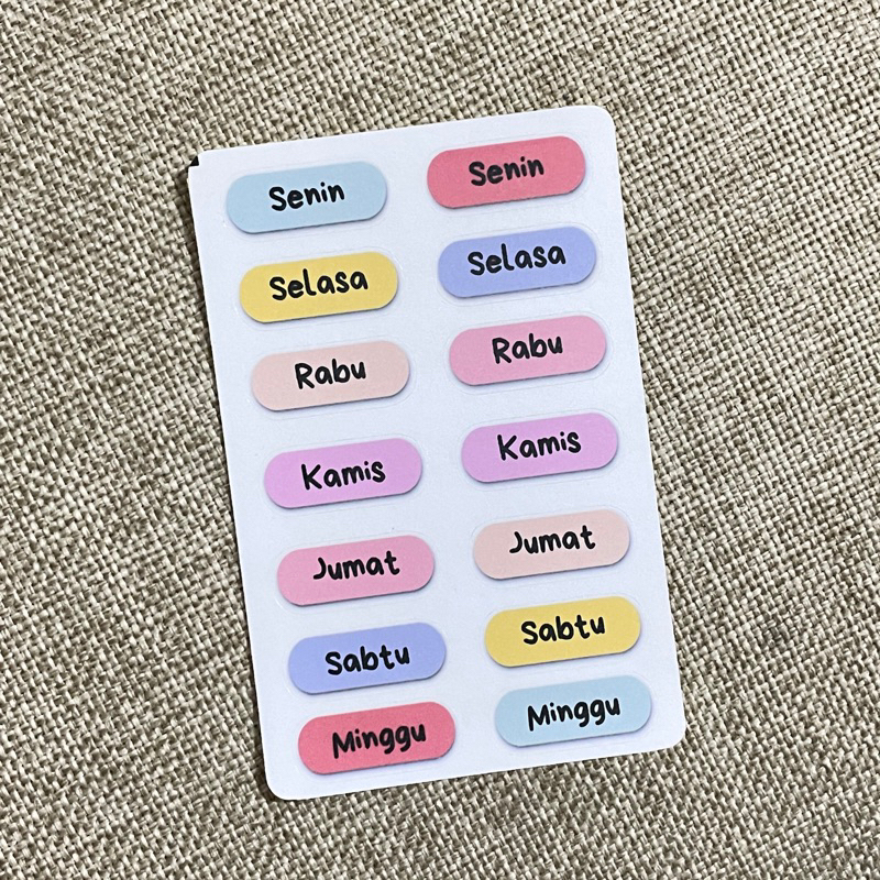 Jual setiker stiker label nama hari dan bulan dompet disiplin keungan ...