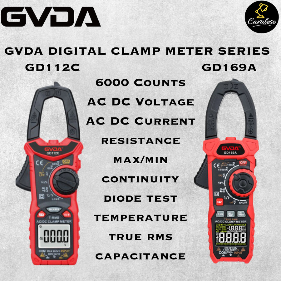 Jual GVDA Digital Clamp Meter AC/DC/Ohm Non Contact Trues RMS GD112C ...
