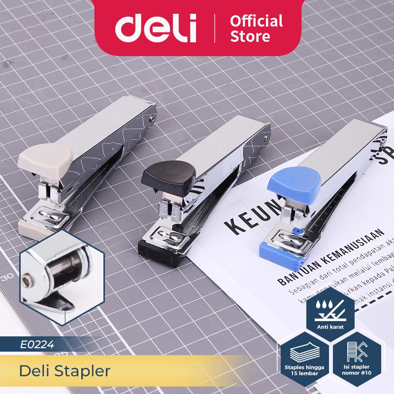 Jual Deli Stapler / Hekter Metal Berlapis Plastik Staples Isi Ukuran 10#/12# Keperluan Kantor ...