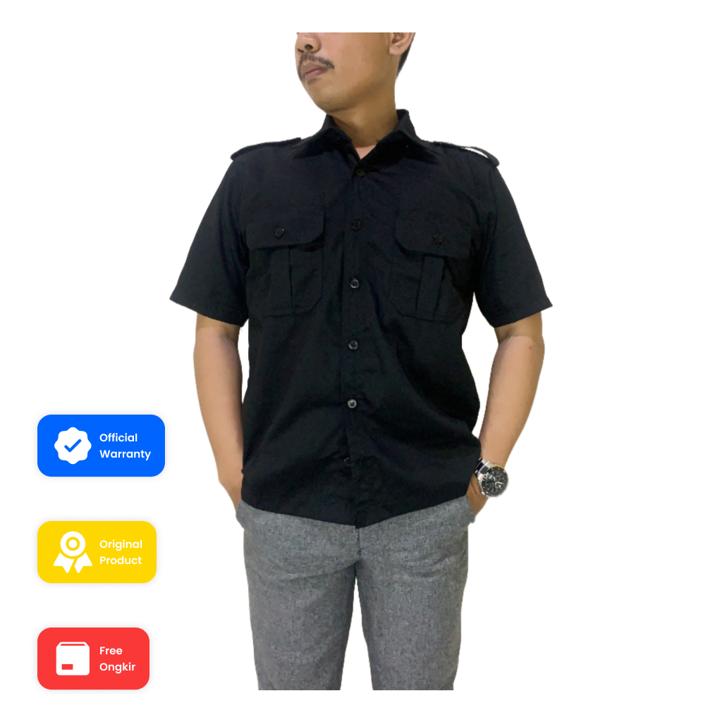 Jual Baju Kemeja PDL Lengan Pendek PDH Warna Hitam Pria Seragam Pakaian ...