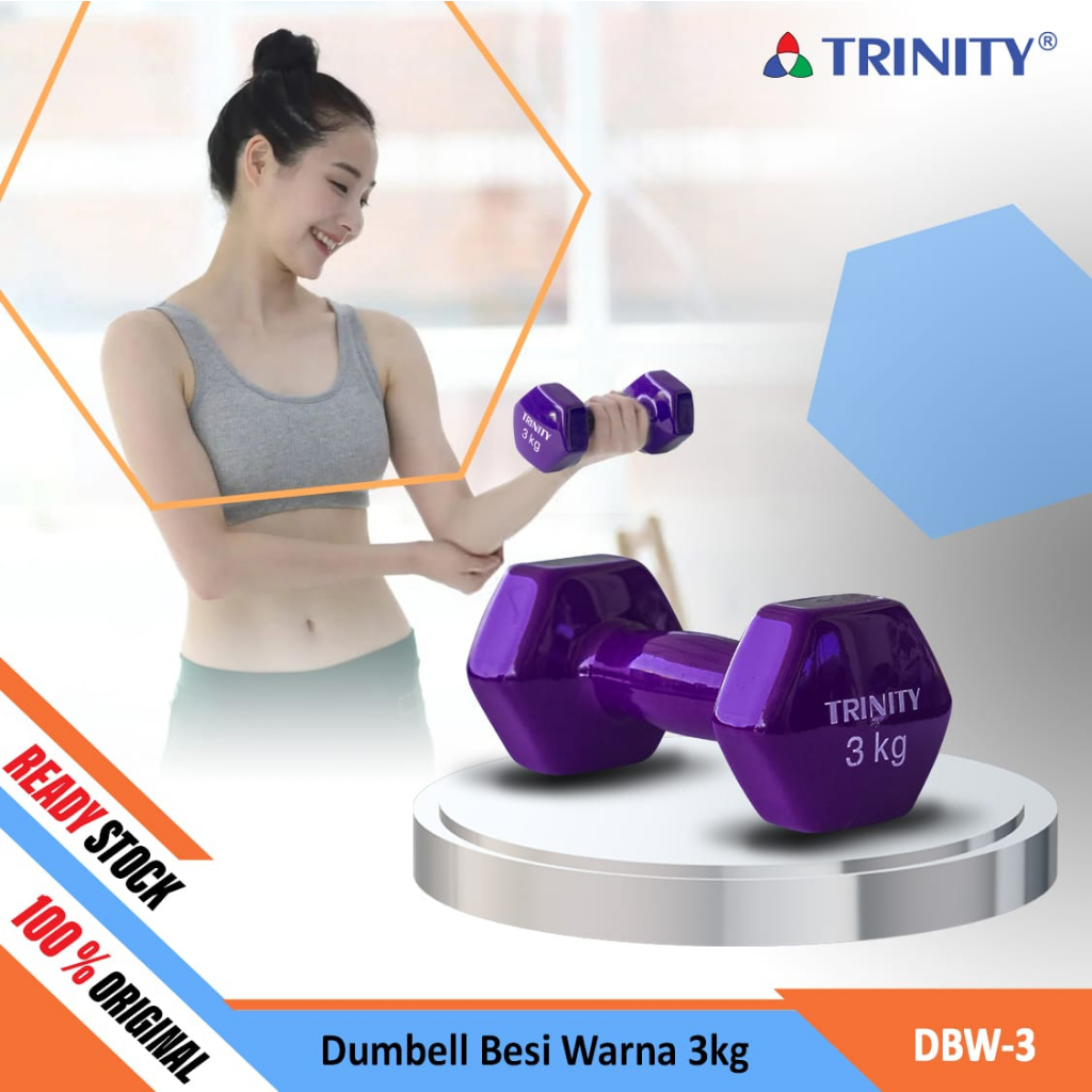 Jual Dumbell Besi Warna Trinity 3kg DBW-3 | Shopee Indonesia