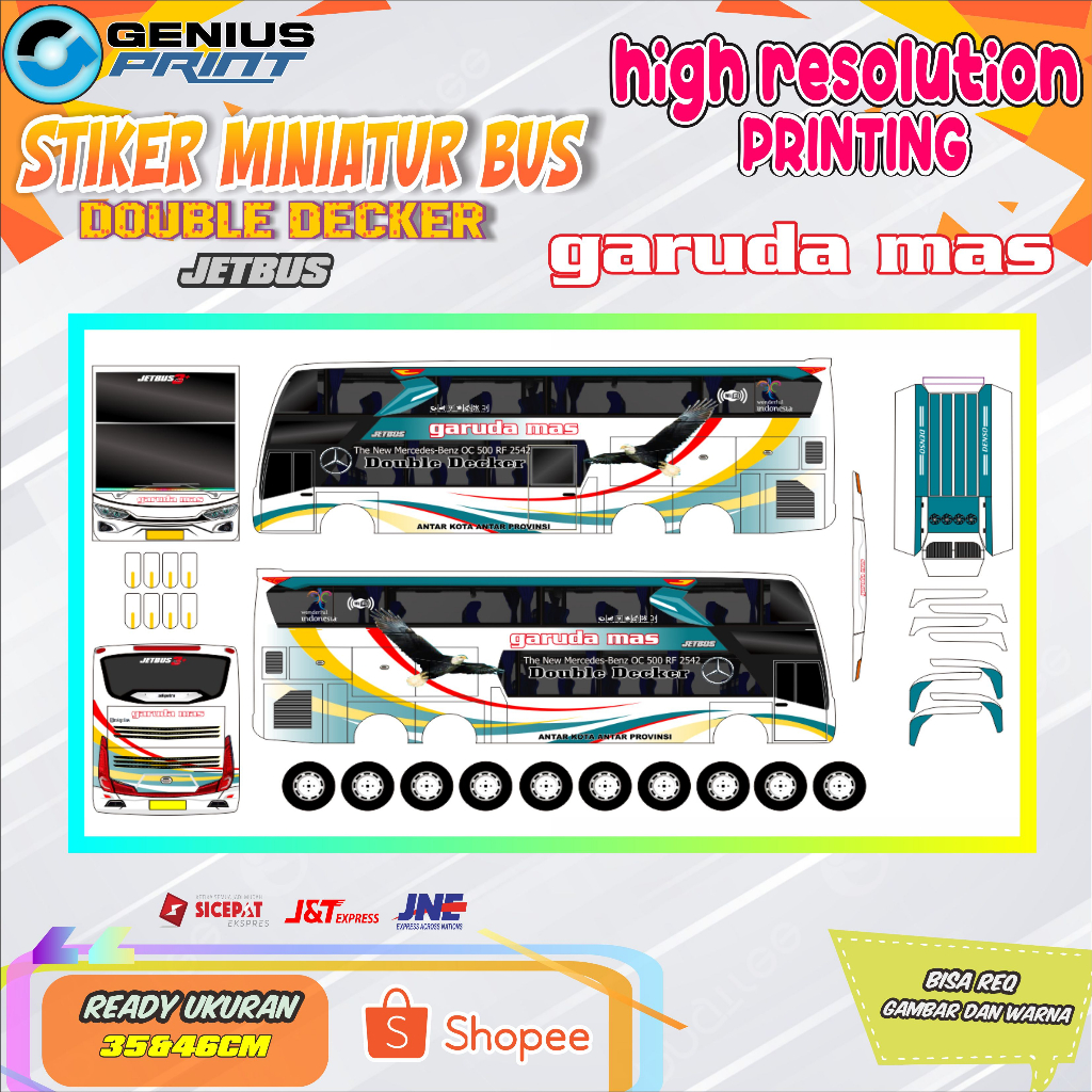 Jual STIKER MINIATUR BUS DOUBLE DECKER GARUDA MAS Uk. 35&46cm | Shopee ...