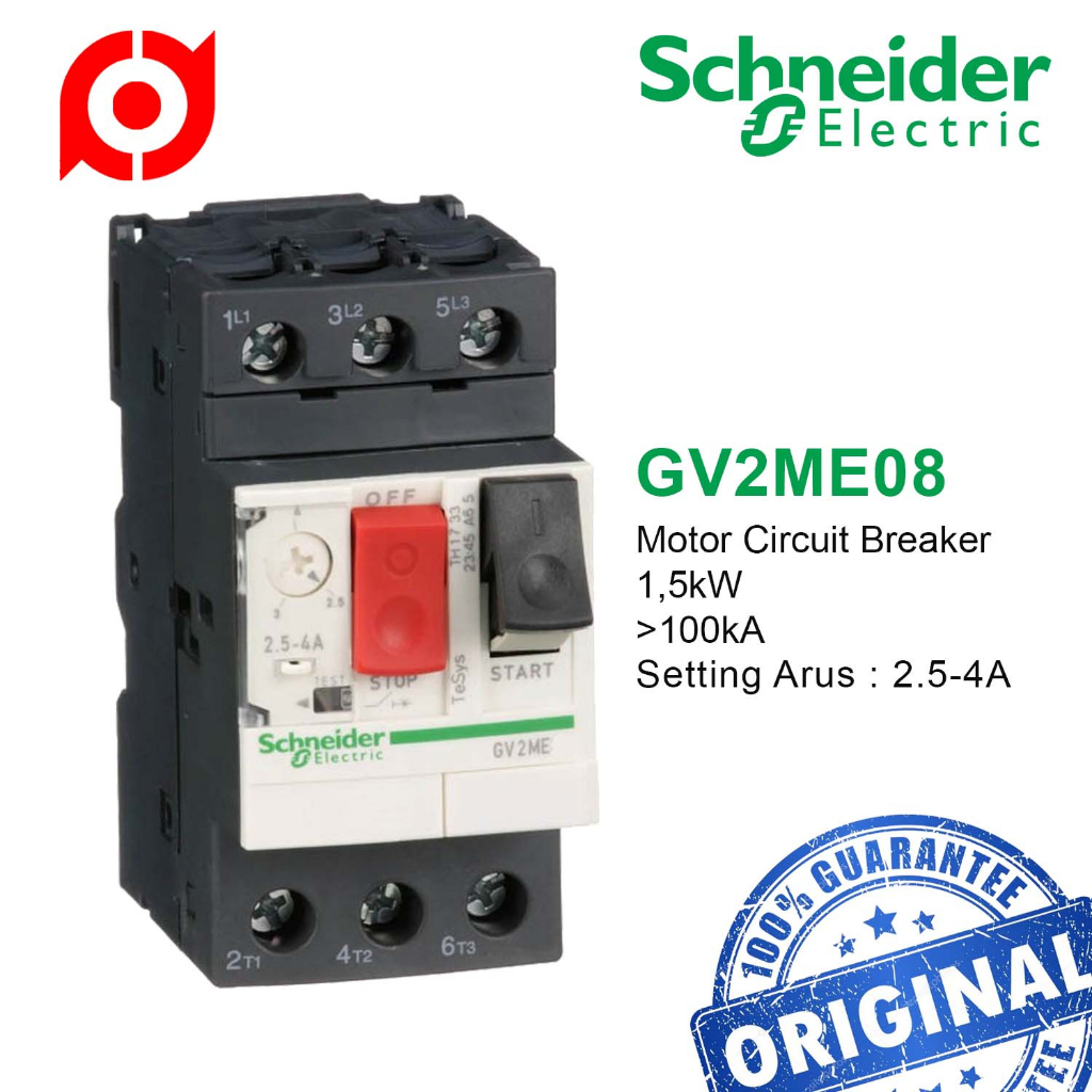 Jual Motor Circuit Breaker GV2ME08 2,5-4A Original Schneider | Shopee ...