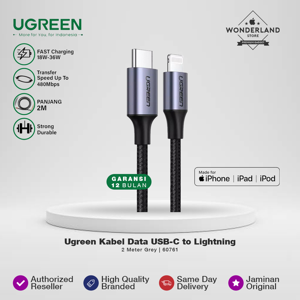 Jual Ugreen Kabel Data USB-C to Lightning PD Fast Nylon Braided Cable ...