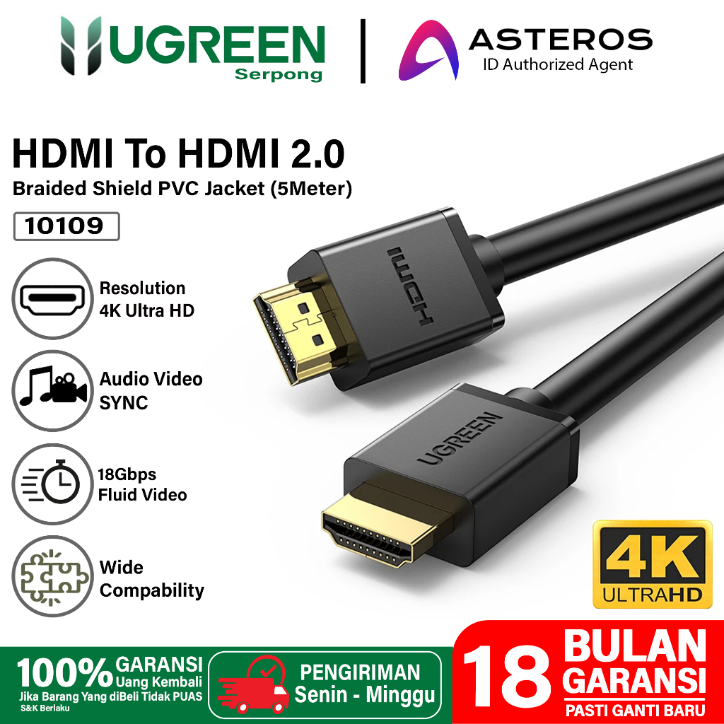 Jual HARGA SPESIAL UGREEN Kabel HDMI To HDMI Ultra HD 4K 8K ,UGREEN Kabel HDMI To VGA Female ...