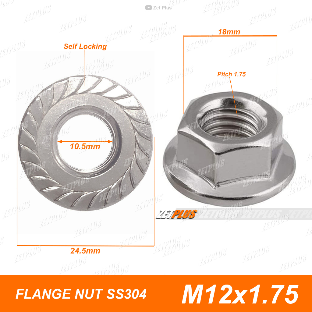 Jual MUR STAINLESS M12 /flange hex lock nut SS304/mur topi industri ...