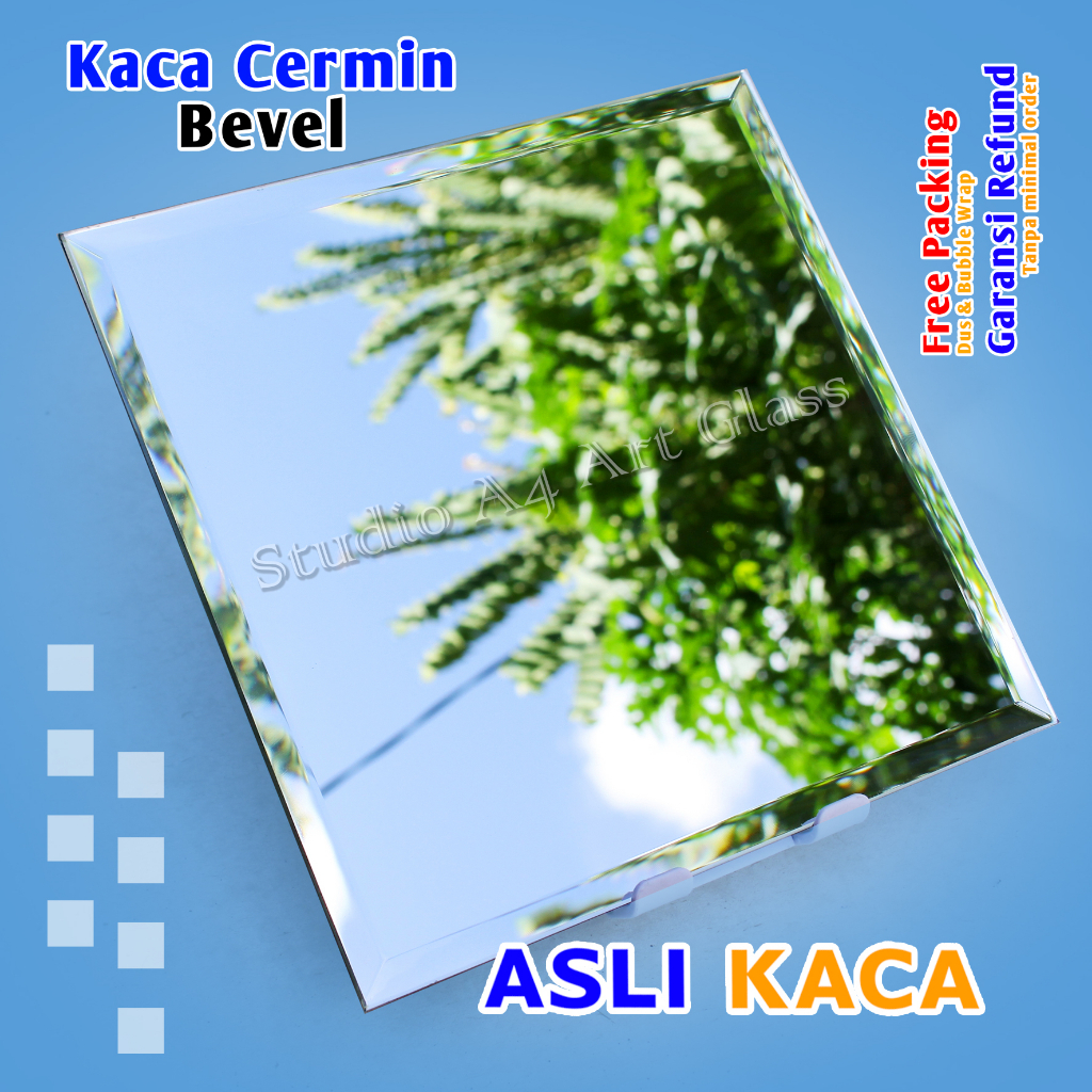 Jual KACA CERMIN BEVEL 20 x 20 cm Tebal 3 mm BEVEL 1 CM Hiasan Dinding ...