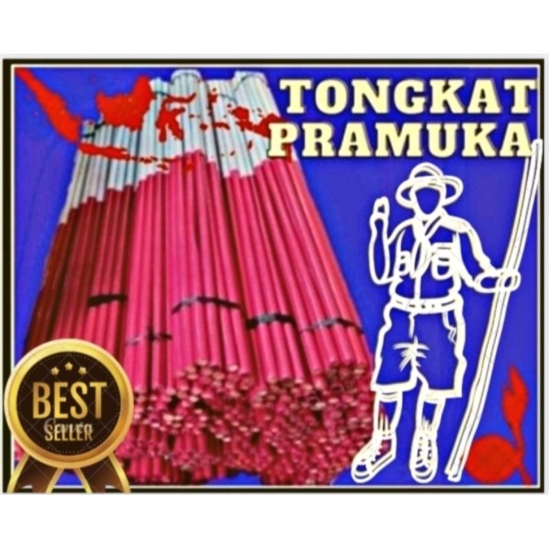 Jual Tongkat pramuka Toya pramuka diameter 3cm x 160cm merah putih ...