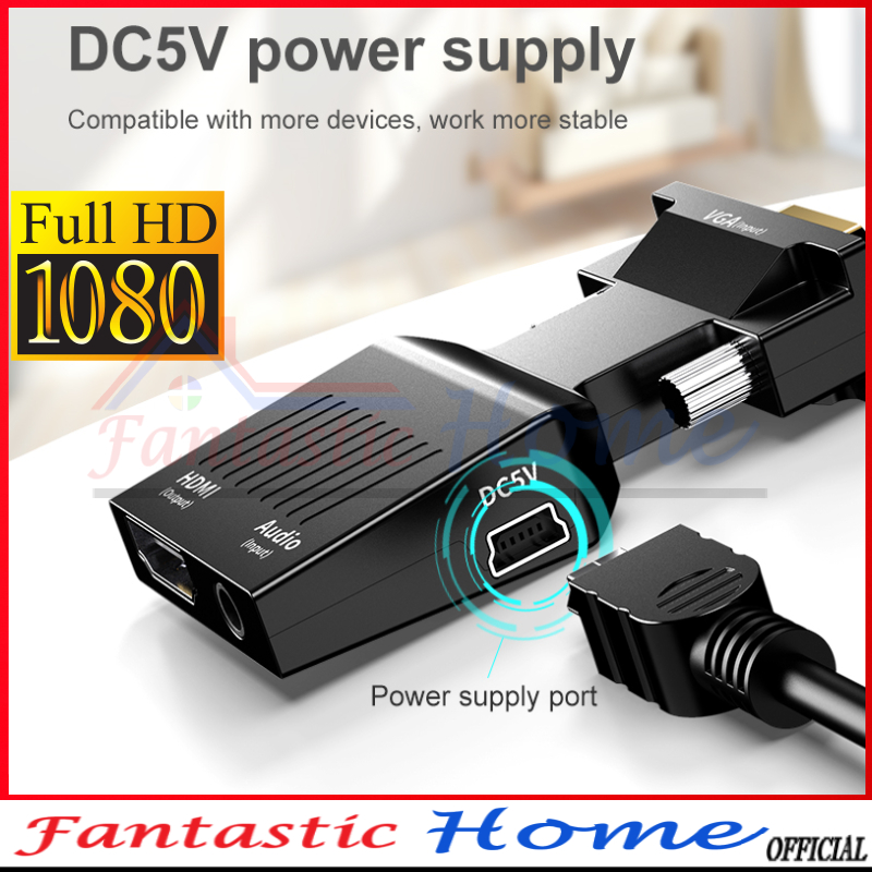 Jual Converter VGA Input TO HDMI Output With AUDIO Input Full HD 1080P ...