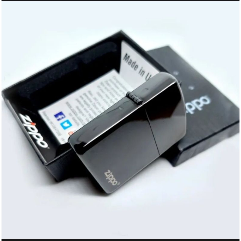 Jual korek api Zippo black ice glossy logo bawah premium | Shopee Indonesia