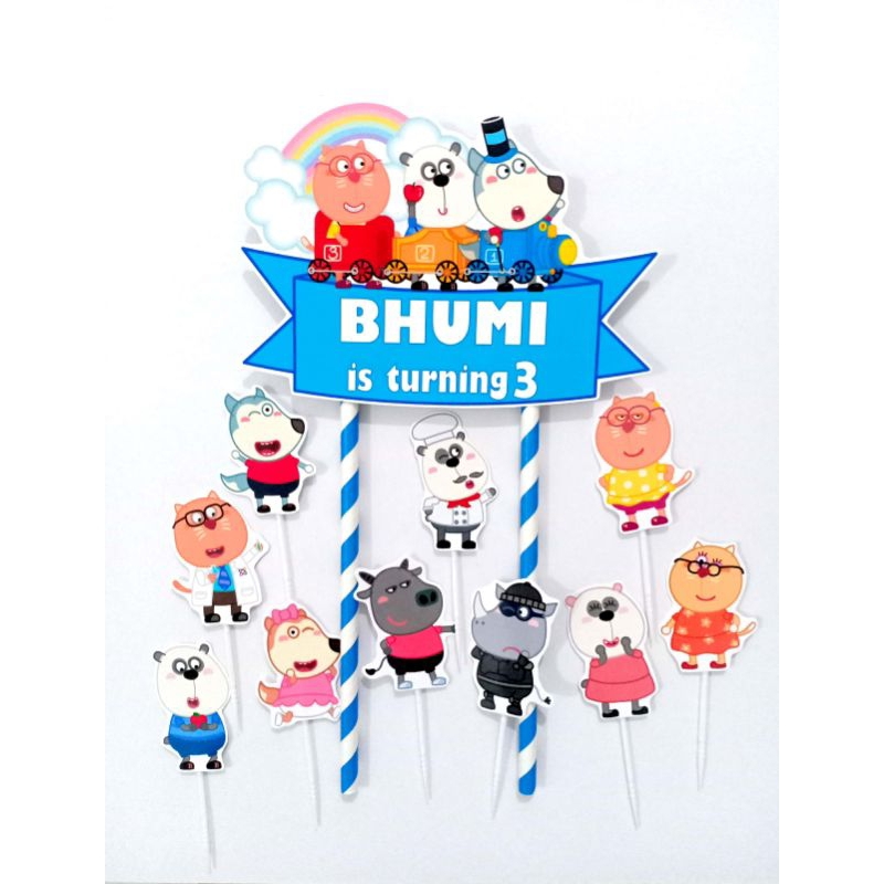 Jual TOPPER CAKE GAMBAR KARTUN WOLFOO BISA CUSTOM NAMA | Shopee Indonesia