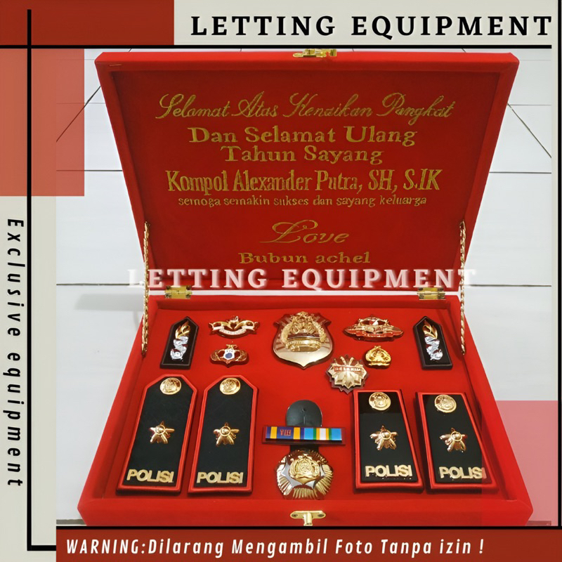 Jual Pangkat Kompol pdh pdu Polri Set Box Custom reques ucapan Atribut ...