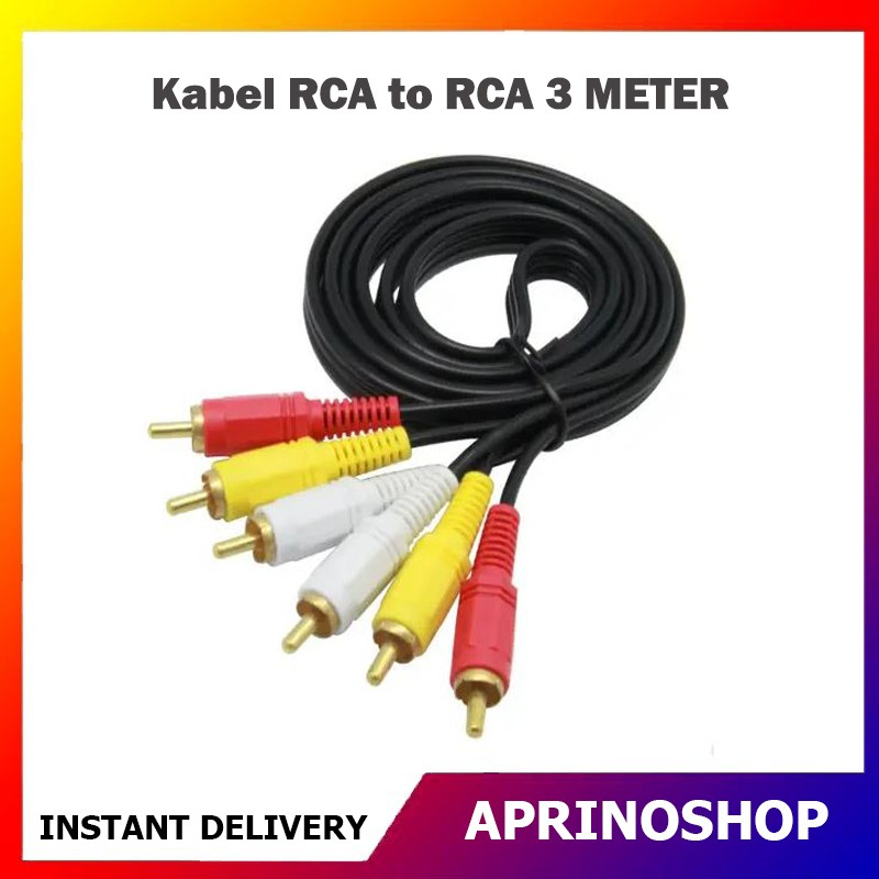 Jual Kabel RCA to RCA 3 Meter RCA 3 Gold Plated Merah Putih Kuning ...