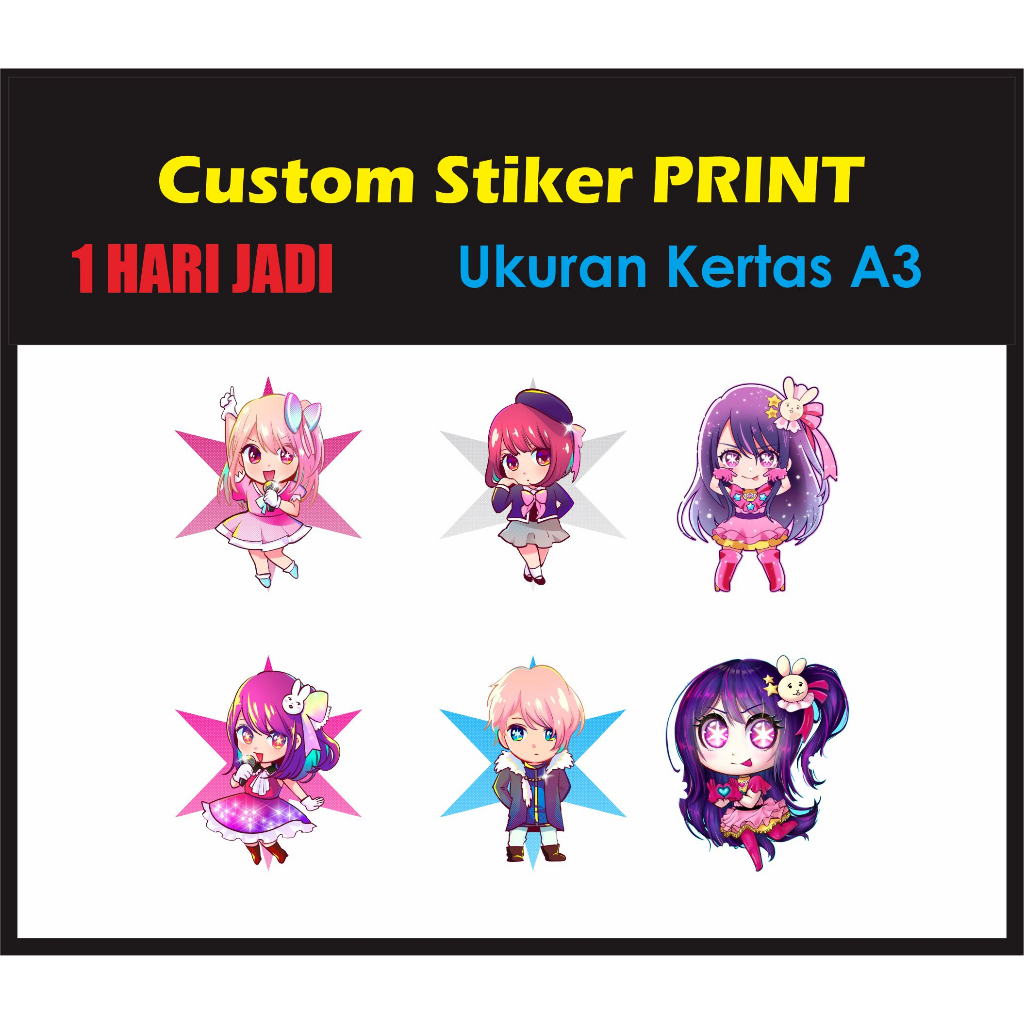 Jual Stiker Custom Print Suka Suka Desain Sendiri 1 Hari Jadi Kartun ...
