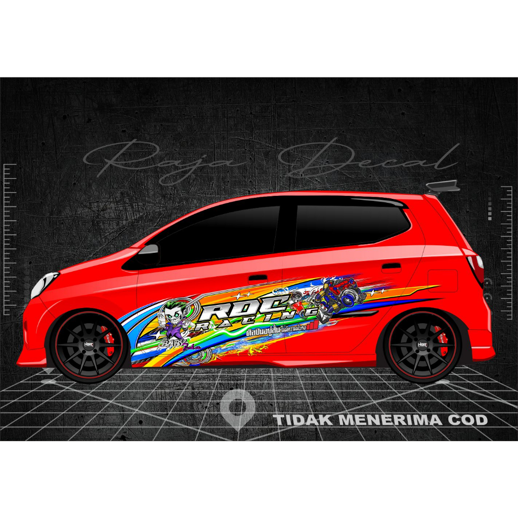 Jual Sticker Striping Variasi Mobil Agya/Ayla Disain Racing Thailook ...